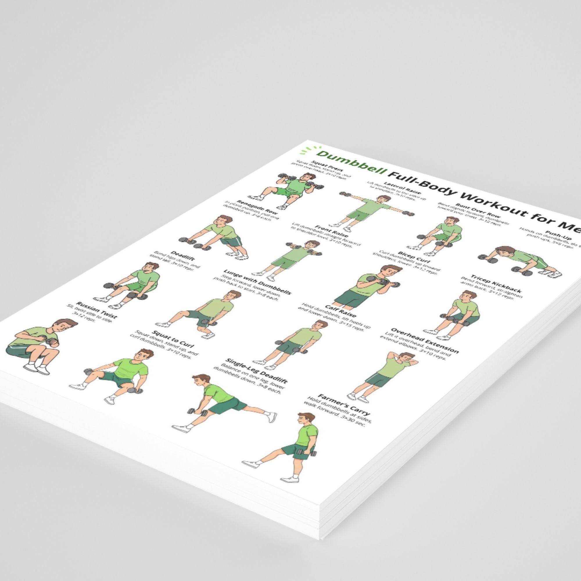 Dumbbell Full Body Workout for Men PDF, Home Gym Exercise Chart for Men ...