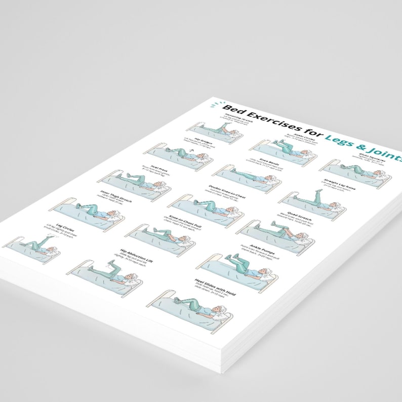 Bed Exercises for Legs & Joints Printable, Senior Bed Routine Chart ...