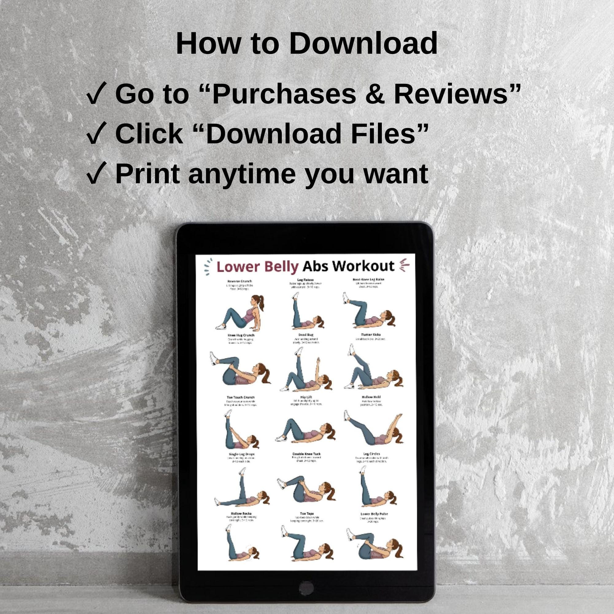 Core & Abs Workout Charts Set, Standing Core Exercises, Lower Belly Abs ...