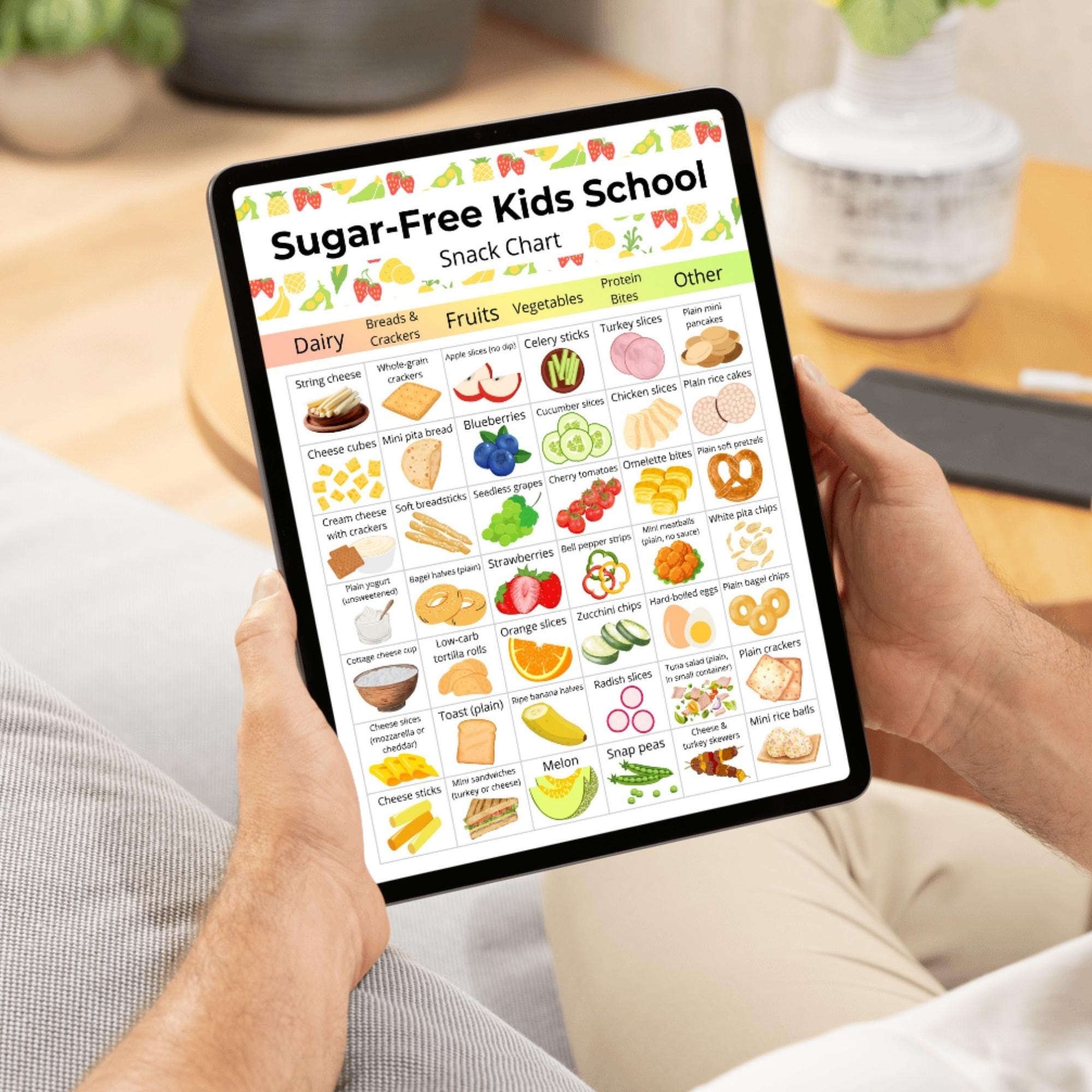 Sugar Free Kids School Snack Chart PDF, Low Sugar Quick Snacks Ideas ...