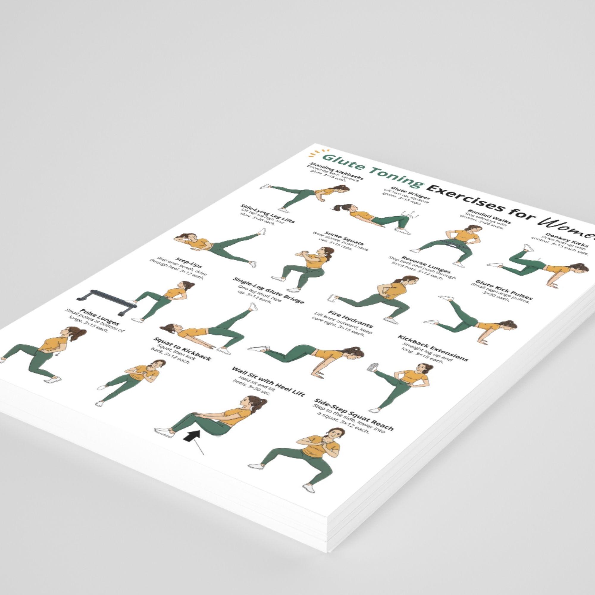 Glute Exercises for Women, Lower Body Exercise Chart, Glute Workout ...
