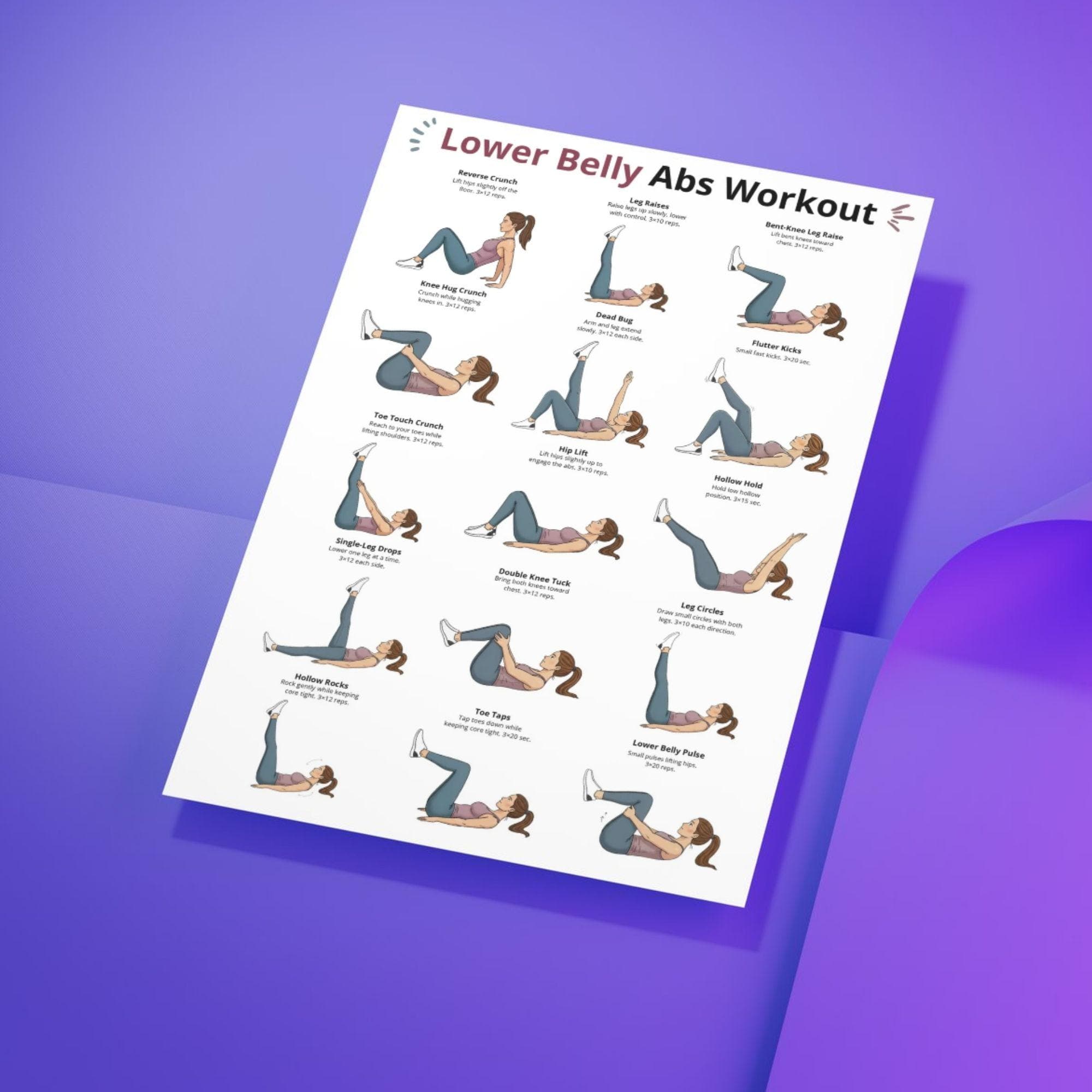 Core & Abs Workout Charts Set, Standing Core Exercises, Lower Belly Abs ...