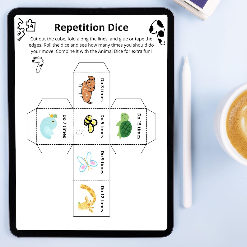 Kids Exercise Dice Set – Printable Movement Game for Kids – 3 Dice Set ...