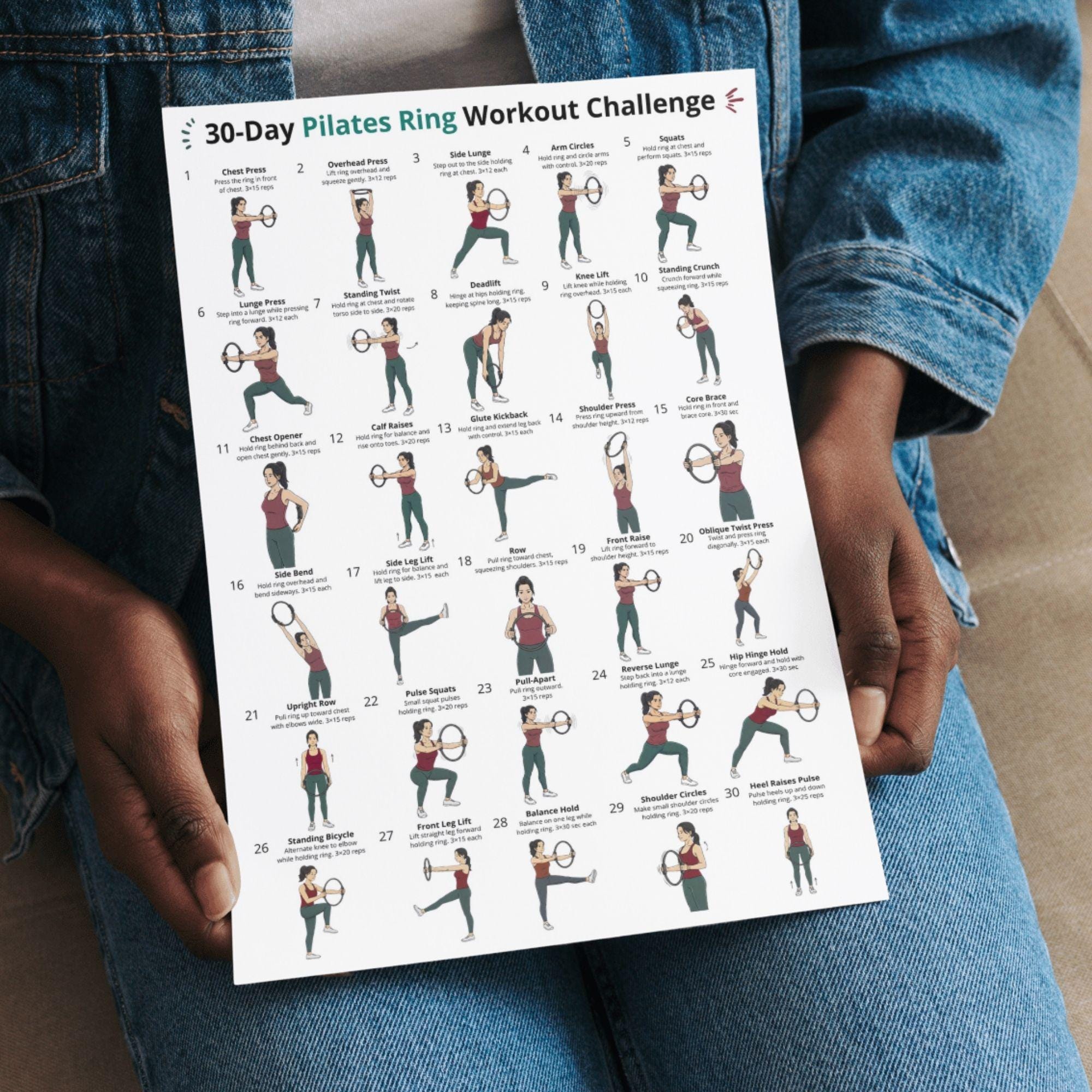 30 Day Pilates Ring Workout Challenge Printable, Pilates Ring Exercises ...