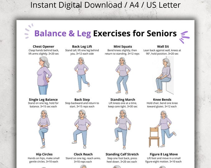 Balance & Leg Exercises for Seniors | Standing Stability and Leg ...