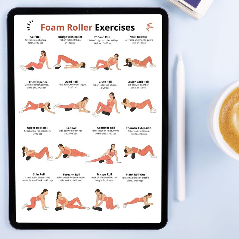 Foam Roller Exercises Poster | Full Body Foam Roller Workout Chart ...