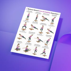 Balance Board Core & Stability Exercises Poster, Wobble Board Workout ...