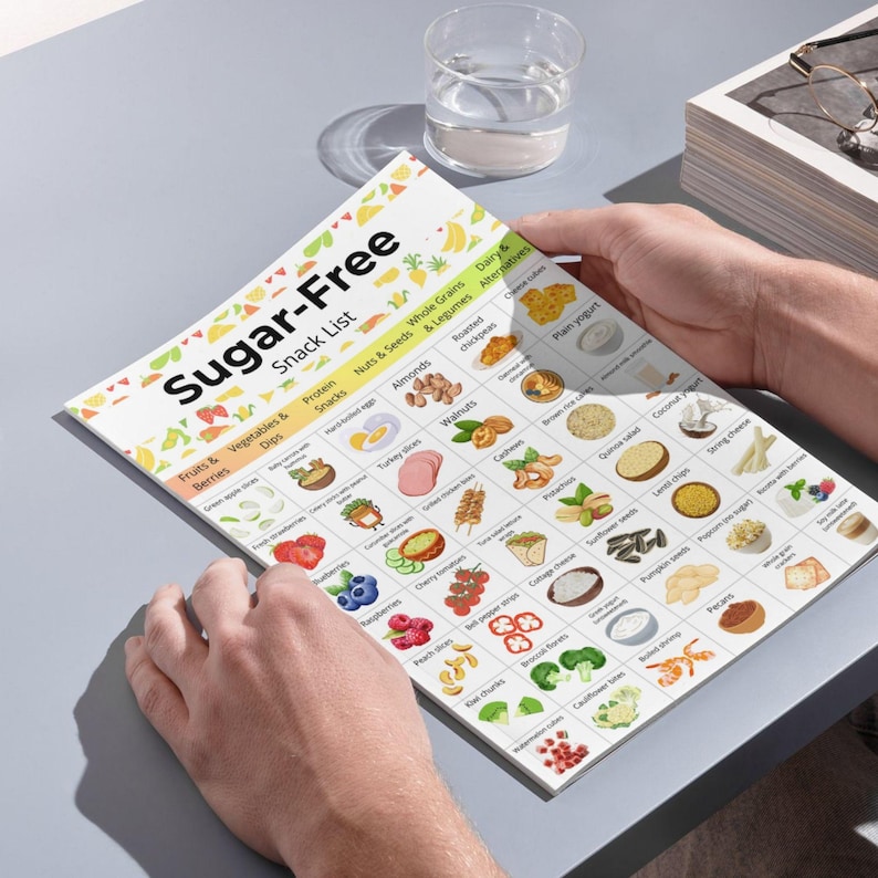 Sugar-free Snack List Printable | No Sugar Foods Chart | Low Sugar ...