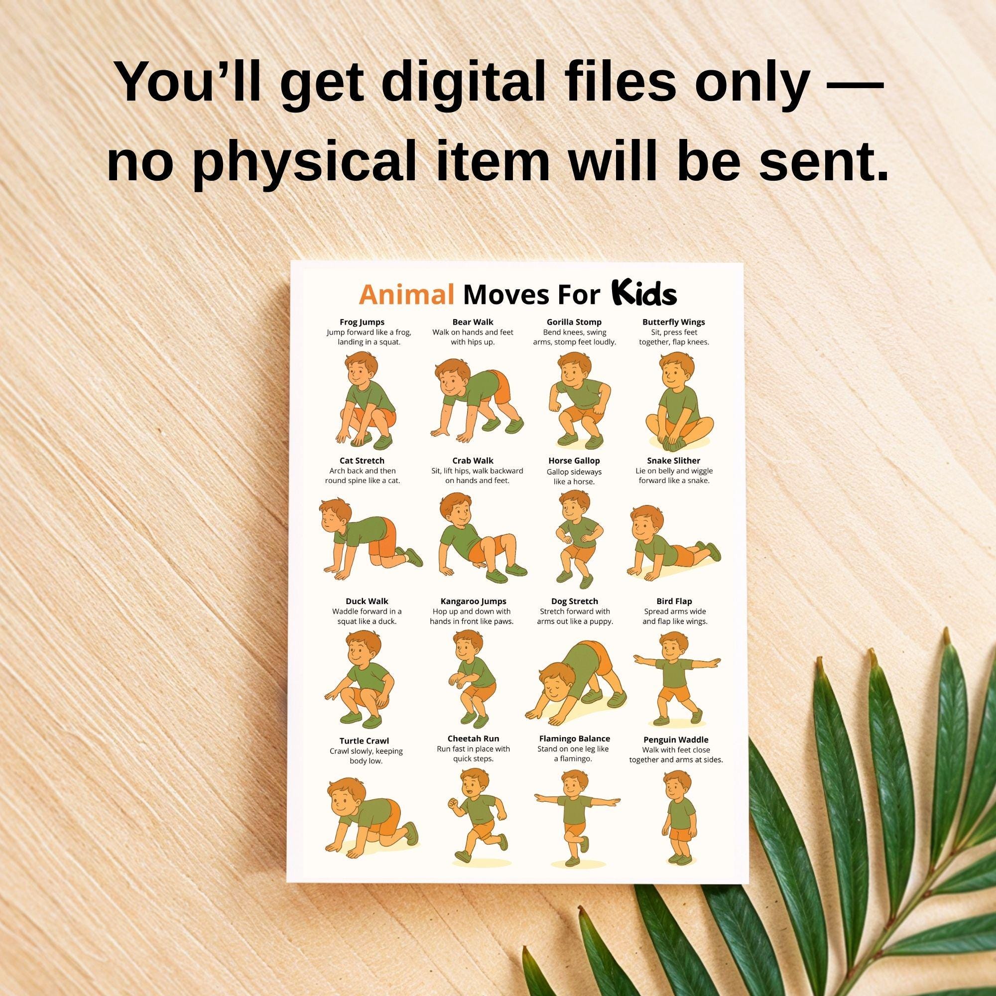 Animal Moves for Kids – Fun Exercise Chart With Animal Actions, Active ...