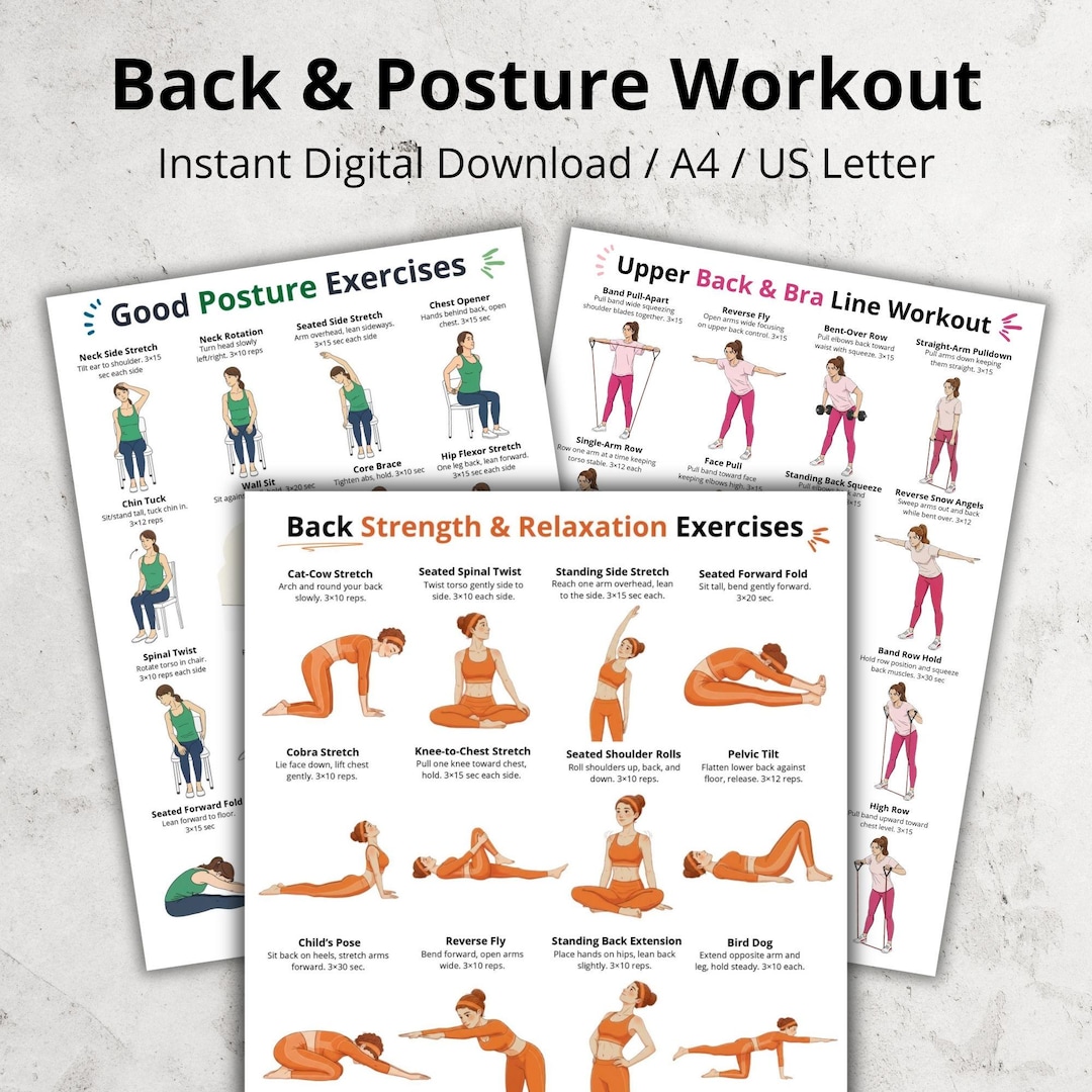 Back and Posture Workout Printable, Upper Back Stretching Exercises at ...