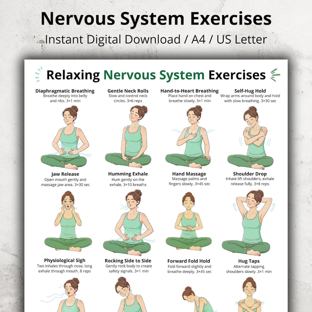 Nervous System Exercises Printable, Breathing Exercises at Home, Slow ...