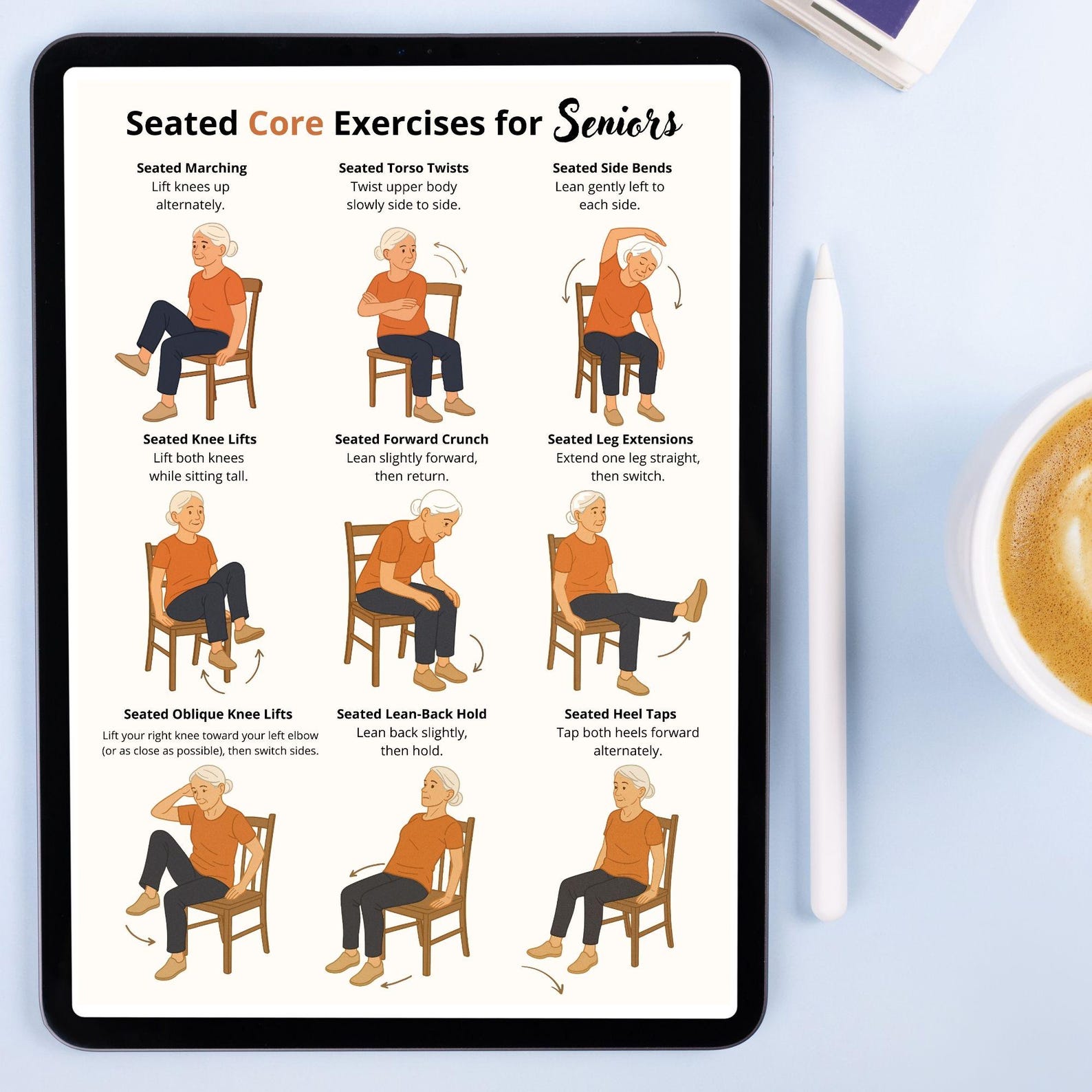 Seated Chair Core Exercises for Seniors – Gentle Chair Core Workout ...