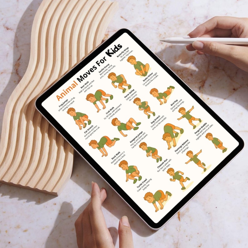 Animal Moves for Kids – Fun Exercise Chart With Animal Actions, Active ...