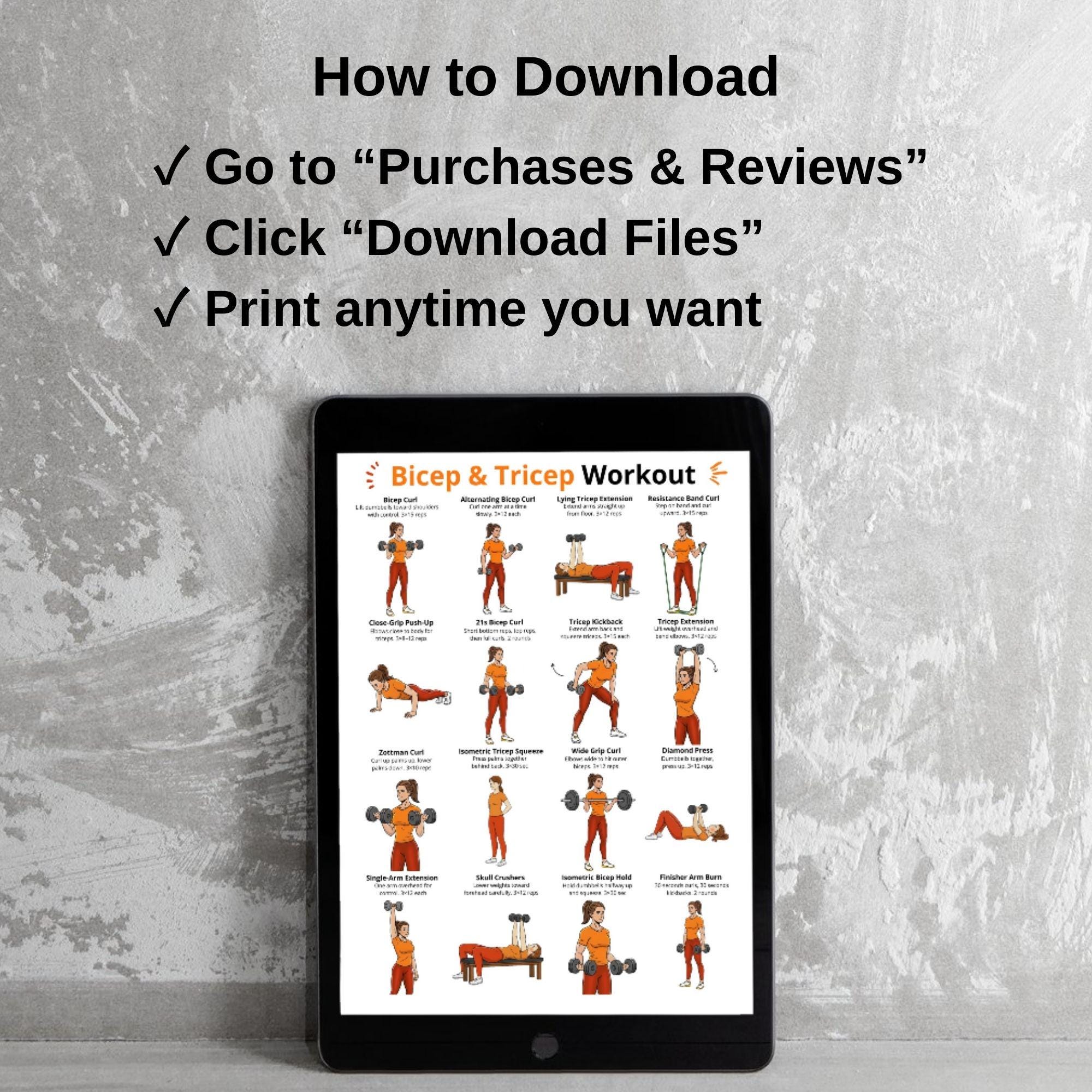 Biceps and Triceps Workout Chart, Arm Exercises With Dumbbells and ...