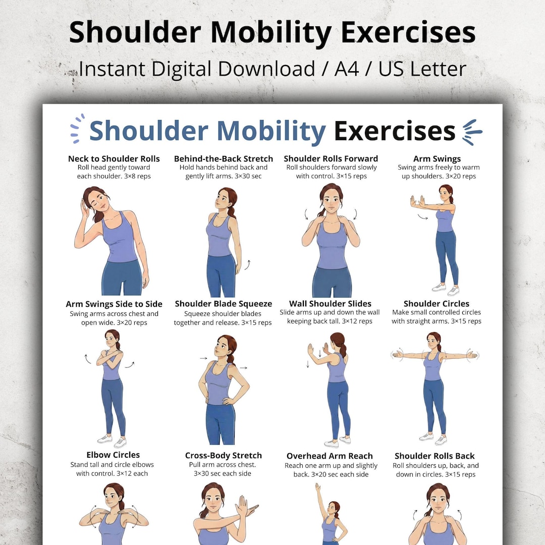 Shoulder Exercises Printable, Posture & Arm Exercises at Home, Upper ...