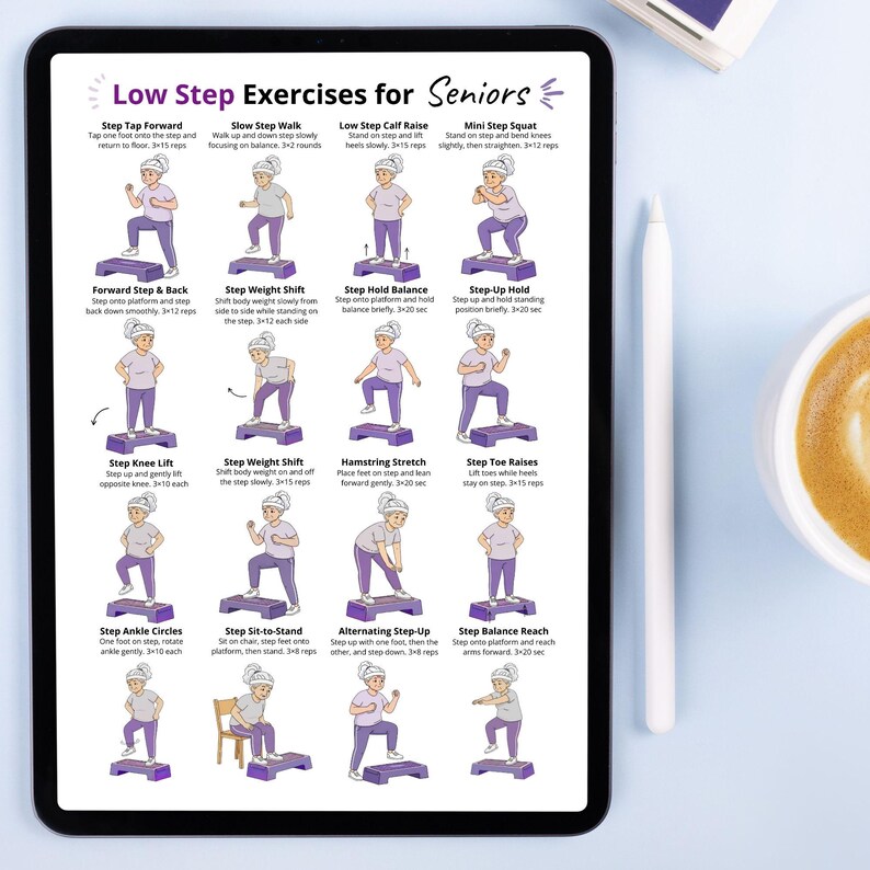Low Step Exercises for Seniors, Step Platform Exercise, Balance ...