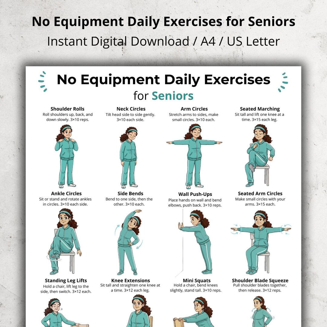 No Equipment Daily Exercises for Seniors | Gentle Full Body Workout ...