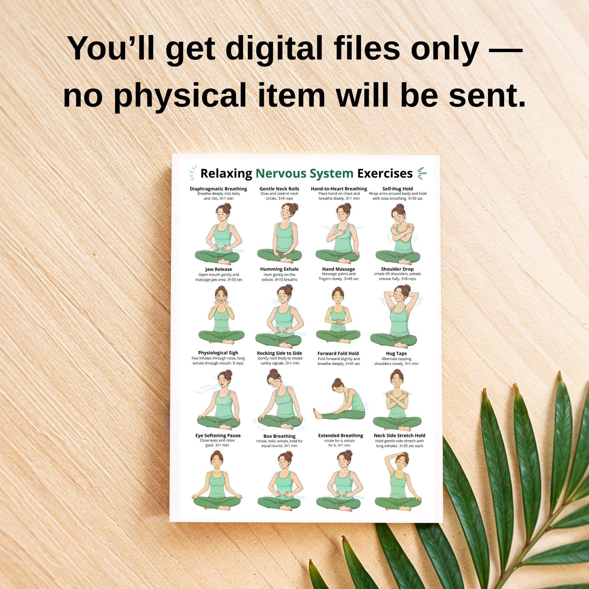 Nervous System Exercises Printable, Breathing Exercises at Home, Slow ...