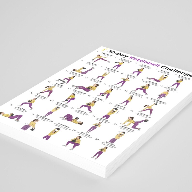 30 Day Workout Challenge Printable PDF, Full Body Exercise Plan Bundle ...