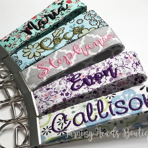 Monogrammed Fabric Key Fob / Personalized Key Chain / Wristlet - Etsy
