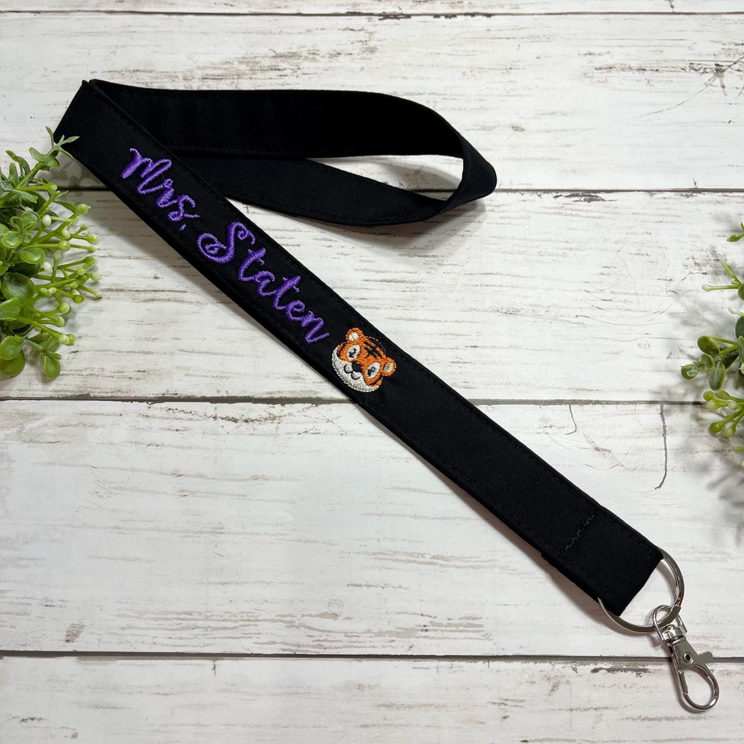 Teacher Lanyard ID Badge Holder With Design / Personalized Embroidered ...