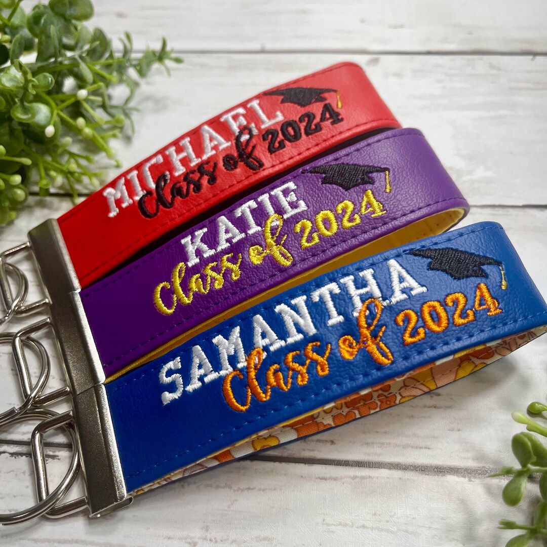 Graduation Class of 2024 Wristlet Vinyl Keychain/ Personalized Gift for ...