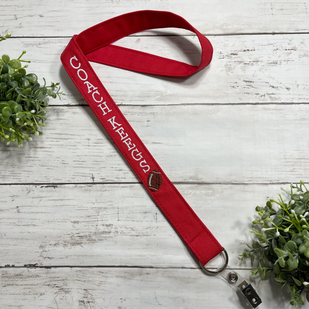 Teacher Lanyard ID Badge Holder With FOOTBALL / Personalized ...