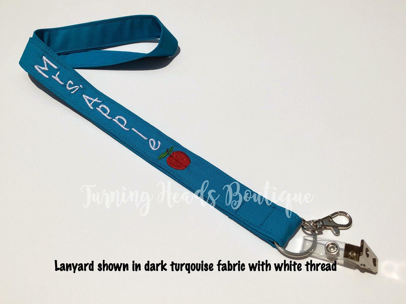 Custom Teacher Lanyard ID Badge Holder With APPLE / Personalized ...