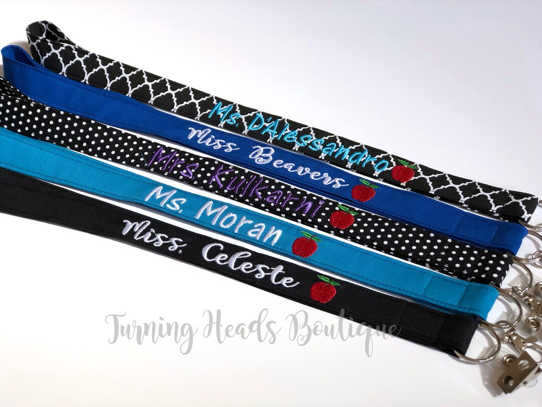 Teacher Lanyard ID Badge Holder With APPLE / Teacher Appreciation Gift ...