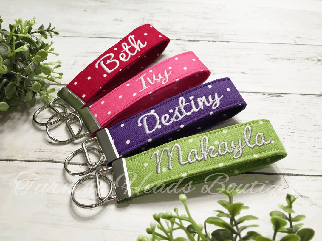 Monogrammed Fabric Key Fob / Personalized Key Chain / Wristlet Fabric ...