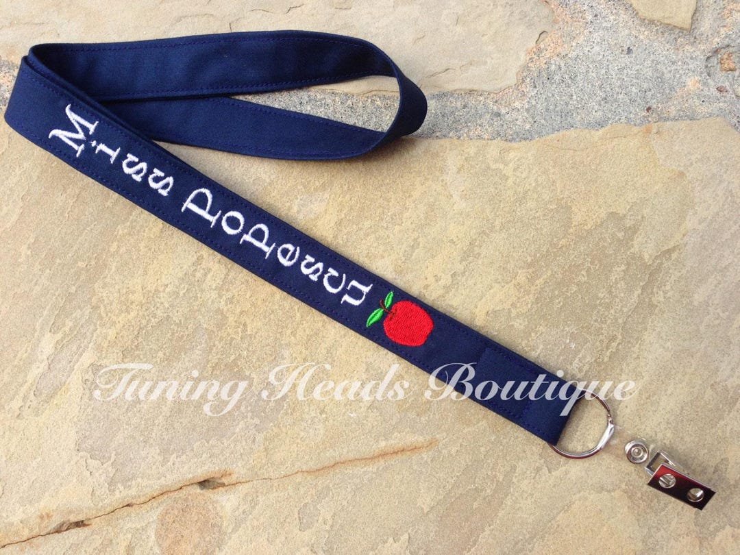 Teacher Lanyard ID Badge Holder With APPLE /personalized ID Strap ...