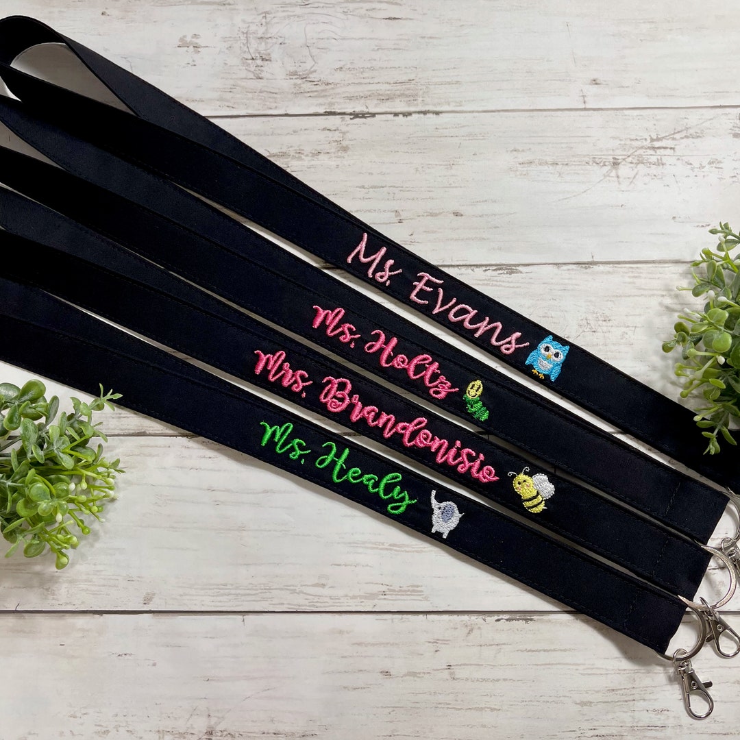 Teacher Lanyard ID Badge Holder With Design / Personalized Embroidered ...