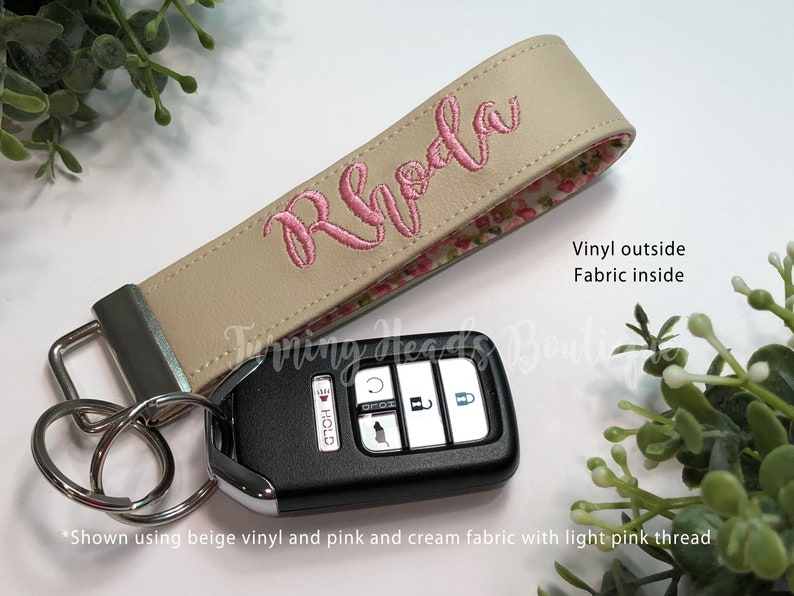 Wristlet Monogrammed Key Fob / Personalized Vinyl Keychain / | Etsy