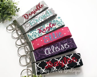 Monogrammed Fabric Key Fob / Personalized Key Chain / Wristlet | Etsy