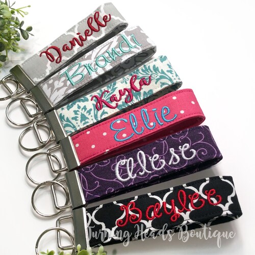 Monogrammed Fabric Key Fob / Personalized Key Chain / Wristlet - Etsy