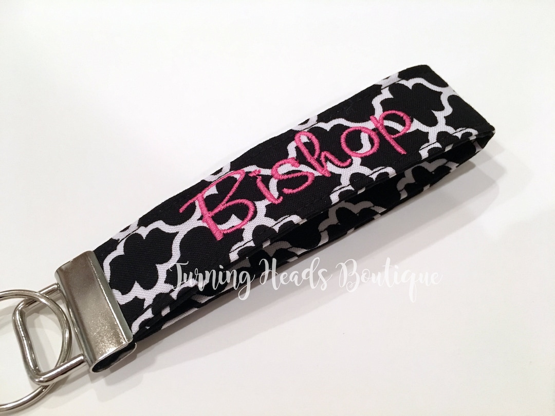 Monogrammed Fabric Key Fob / Personalized Key Chain / Wristlet Fabric ...