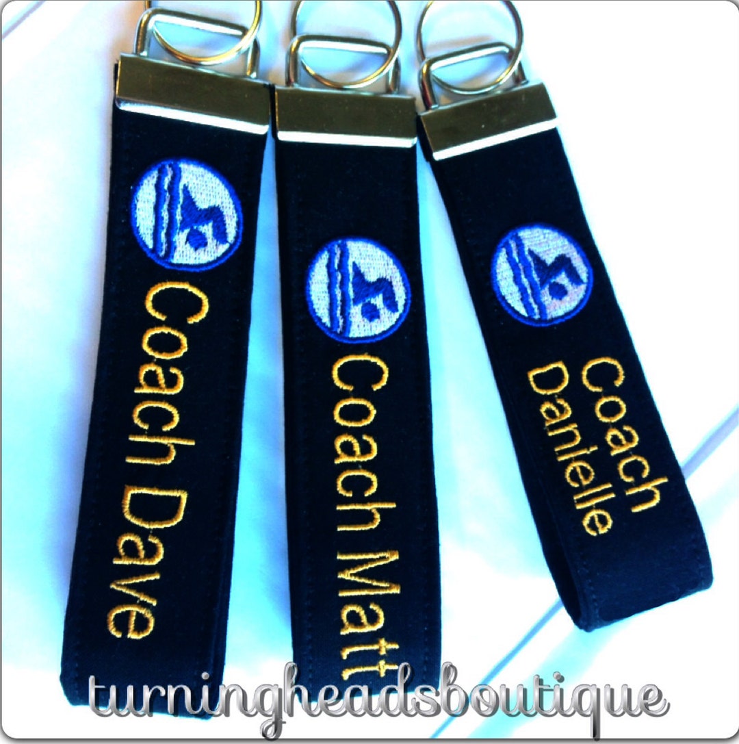 Personalized Coach Gift / Sports Keychain / Monogrammed Swim Team Key ...