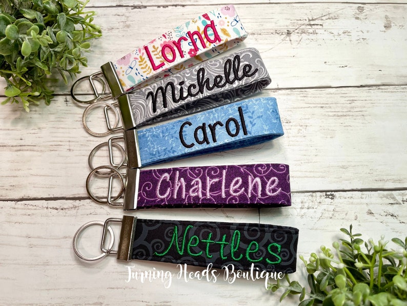 Monogrammed Key Fob / Personalized Key Chain / Wristlet Fabric - Etsy