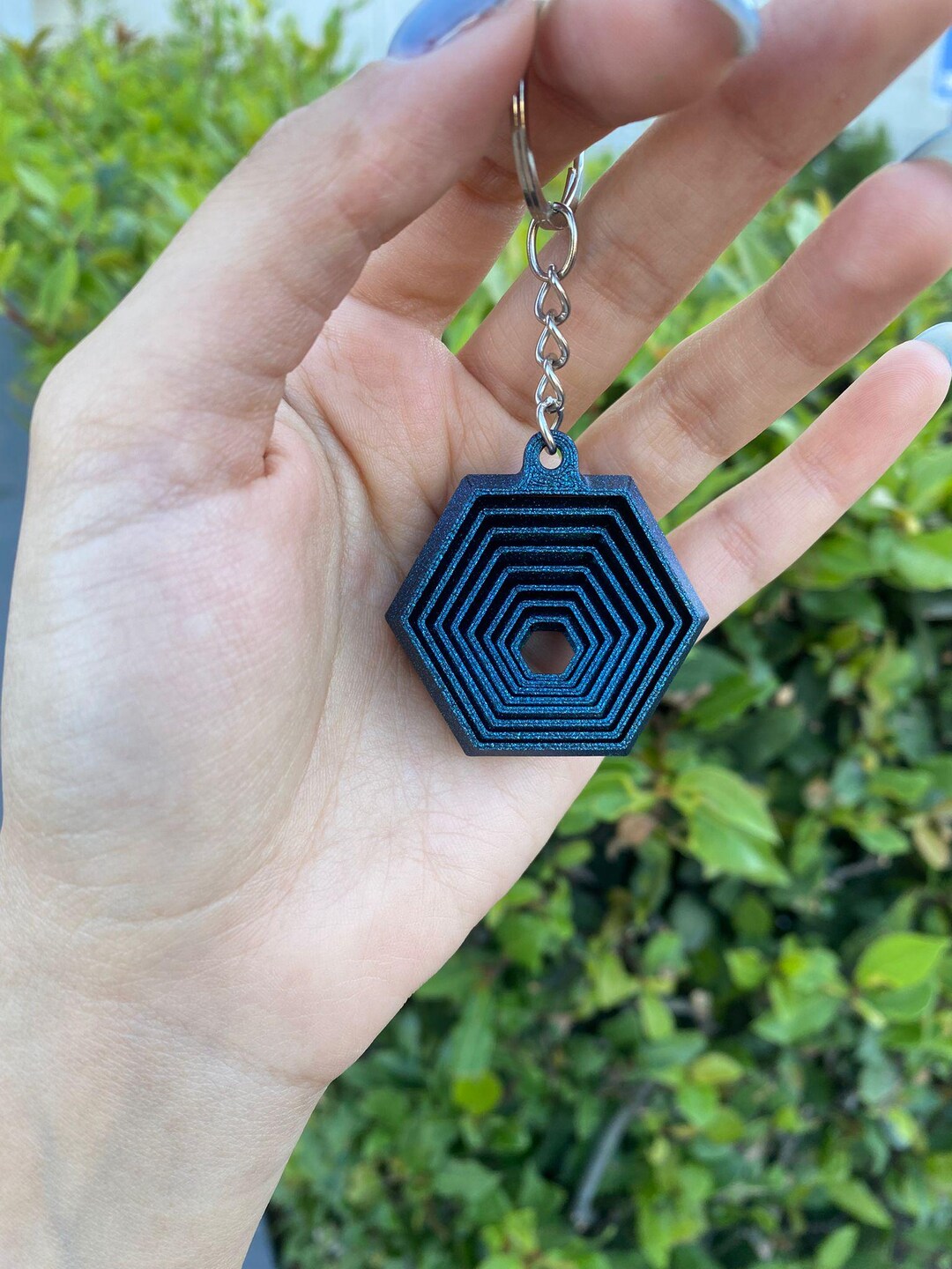 Fidget Hexagon Keychain – 3D Printed Geometric Spinner for Stress ...