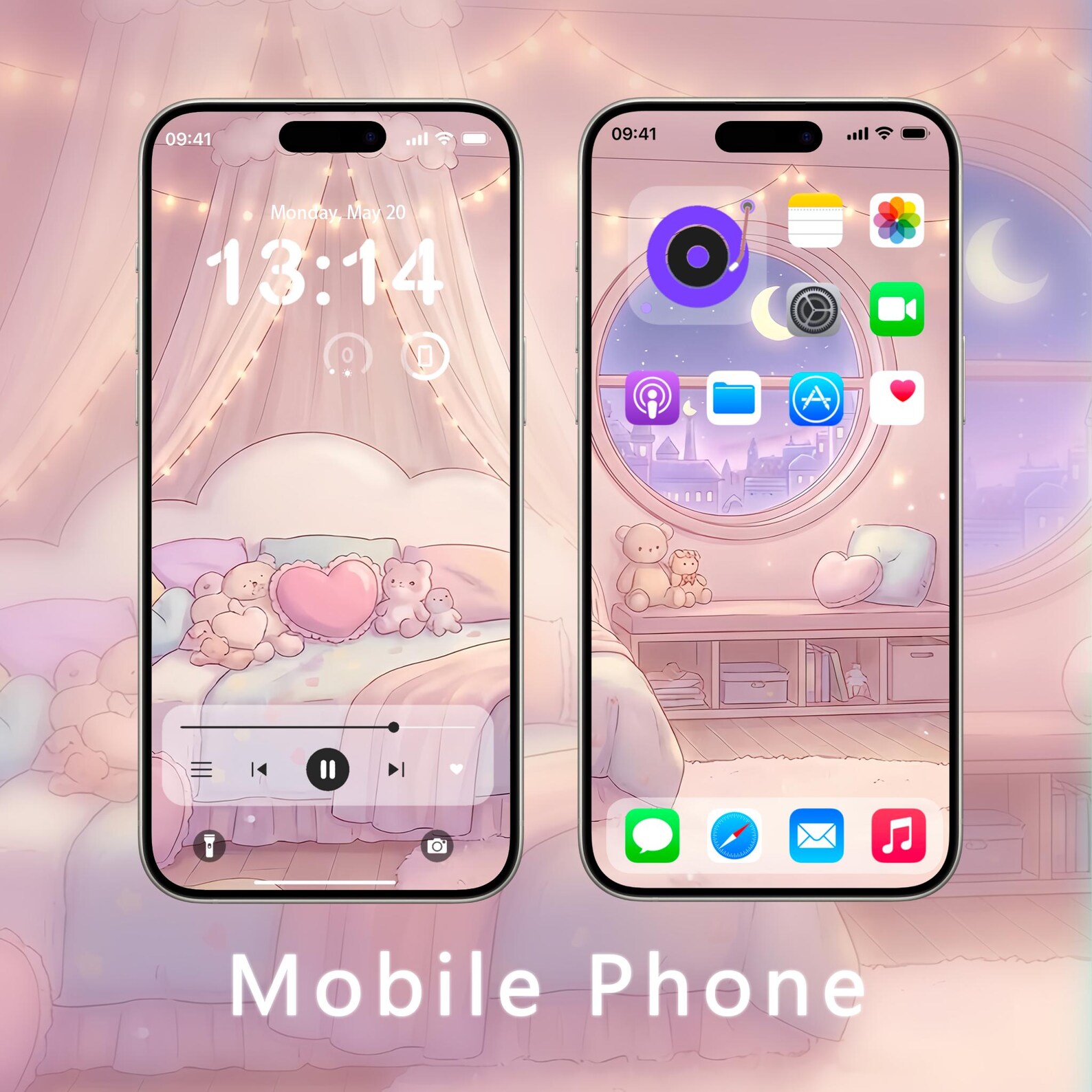 Anime Animated Background, Enchanted Pink Dreamscape Bed With Cloud ...