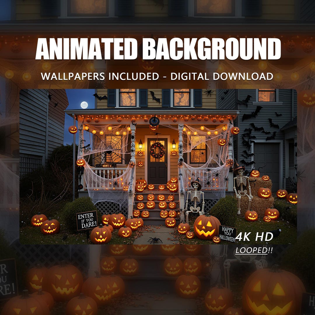Animated Background, Spooky Welcome Halloween Home Bats in Flight ...