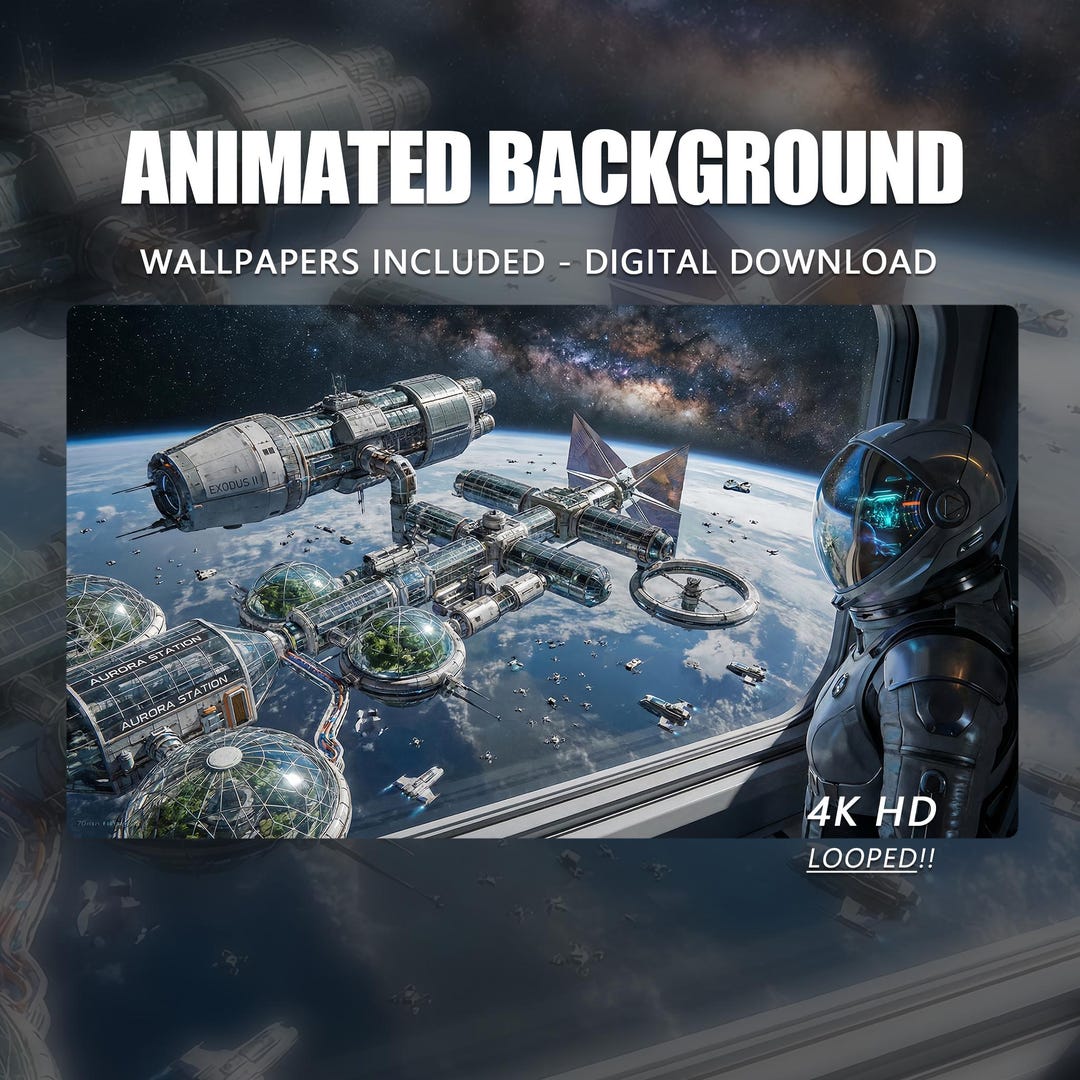 Anime Animated Background, Aurora Station Astronaut Perspective Vast ...