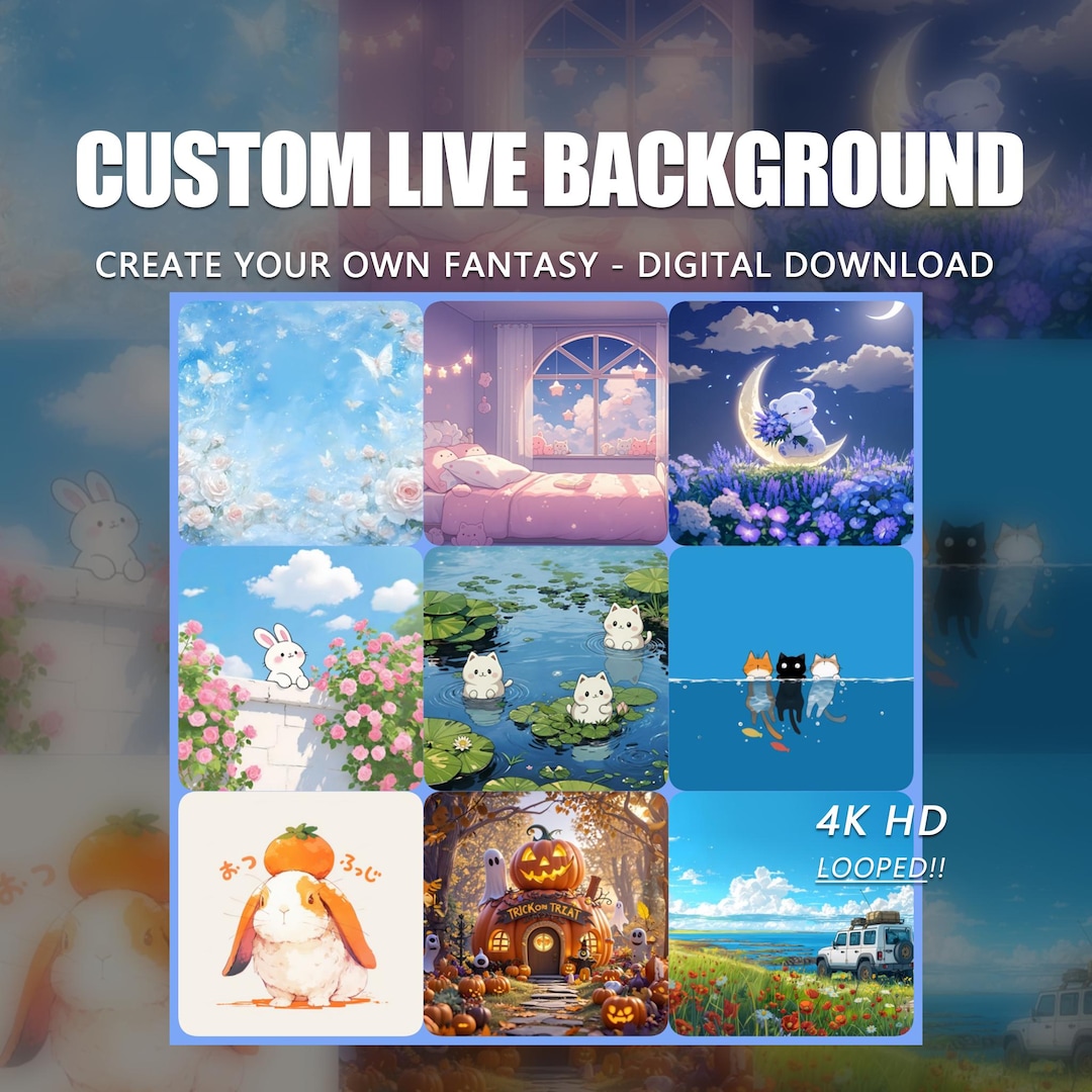 Custom Animated Background, Made to Orders Cozy Rooms, Cute Animals ...