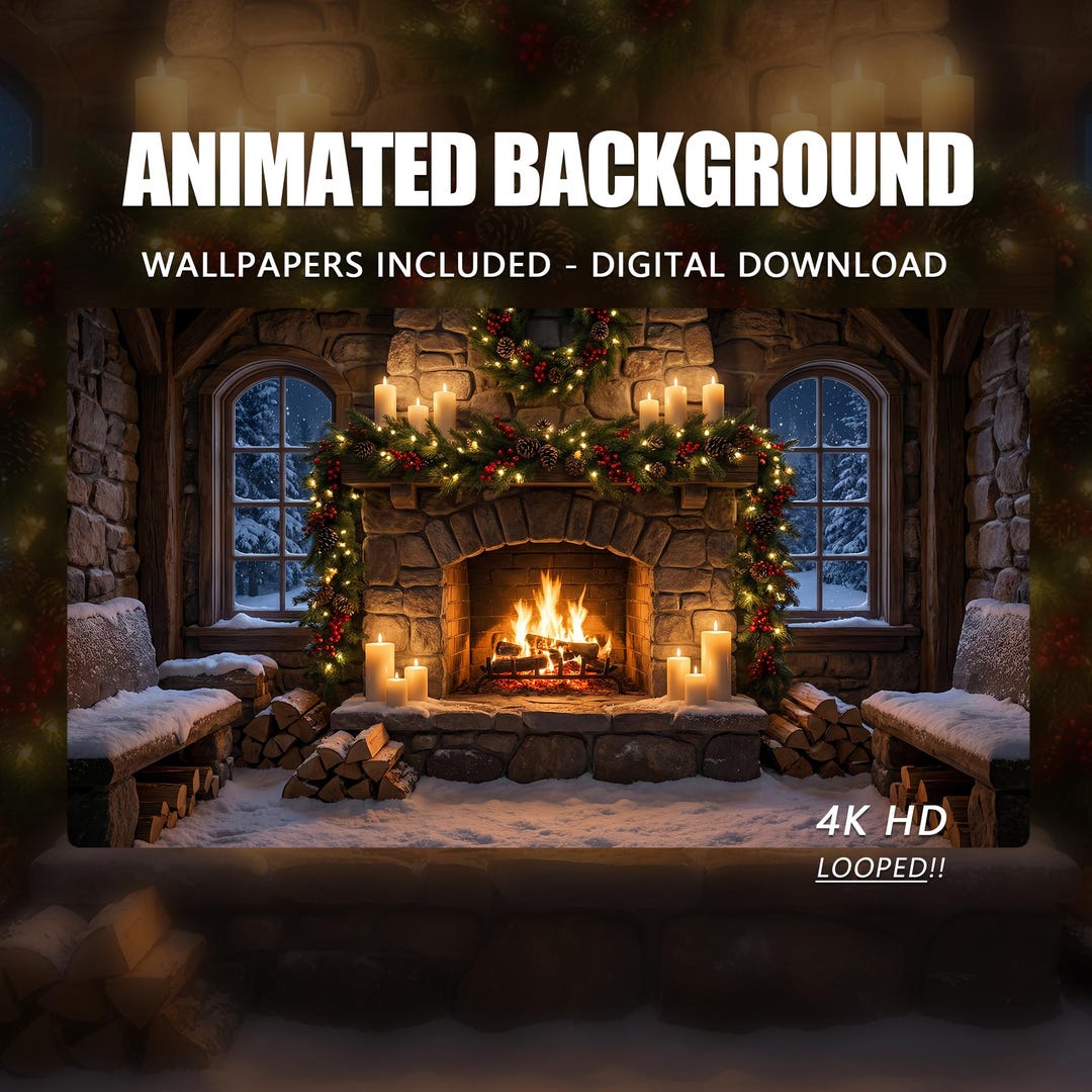 Anime Animated Background, Cozy Winter Hearth Sanctuary Fireplace, Snow ...