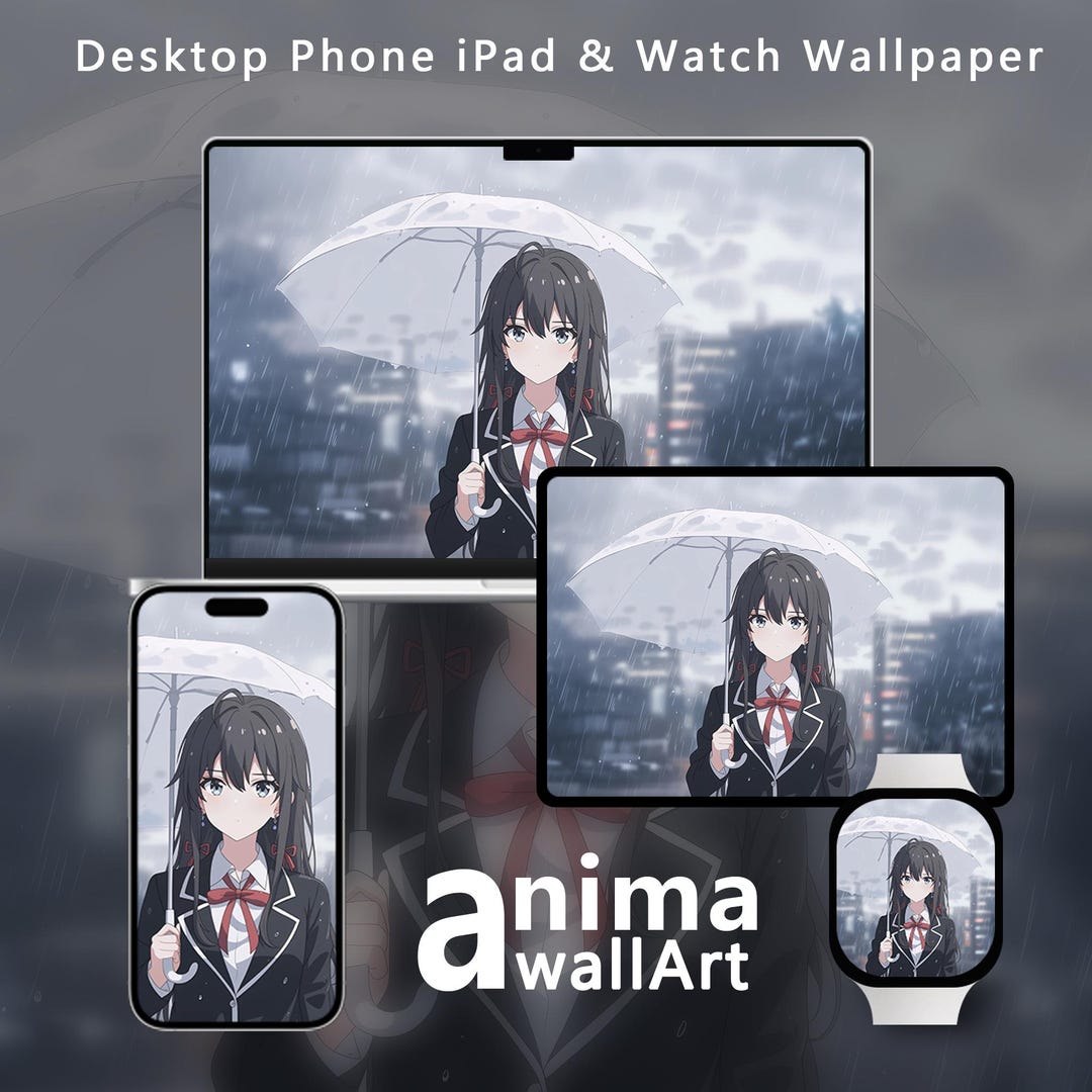 Anime Wallpaper Girl Umbrella, Lofi Desktop Cozy Screensaver for Tablet ...