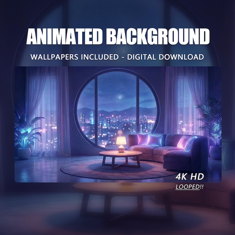 Anime Animated Background, City Night View, Star & City Lights, Lamp ...
