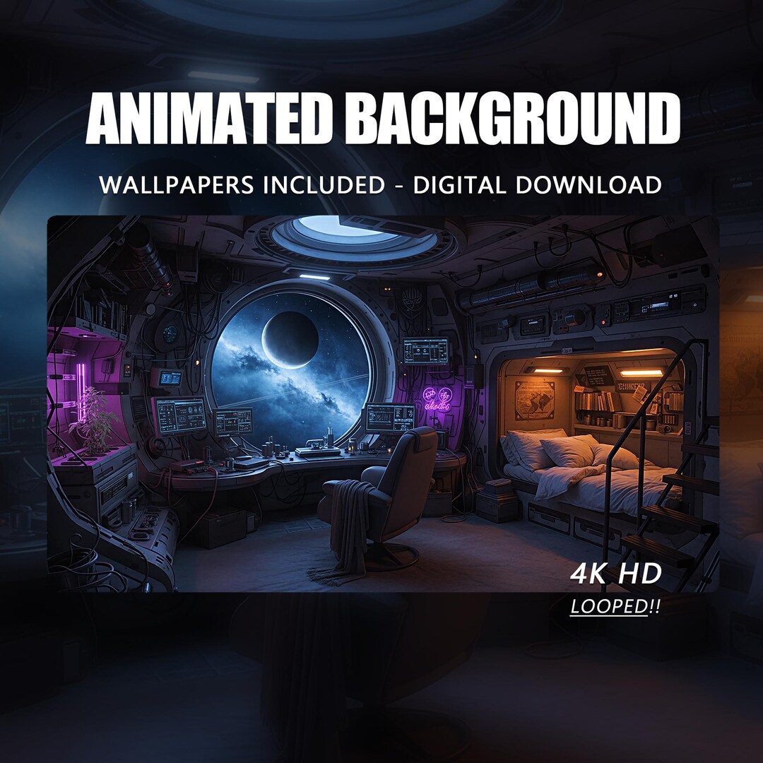Animated Background, Orbital Observatory Window With Planet Rotation ...
