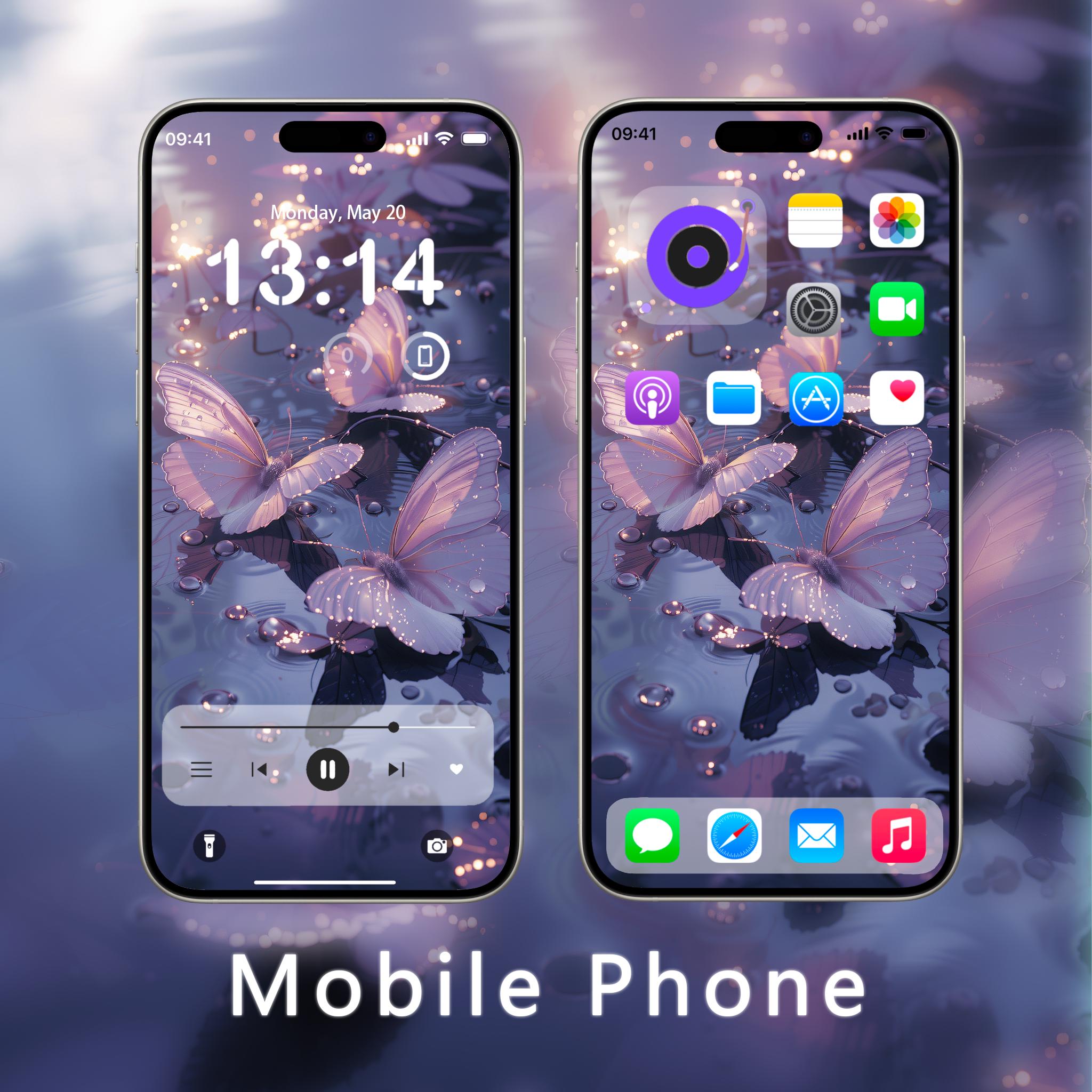 Animated Background, Enchanted Water Butterfly Glittering Purple Wings ...