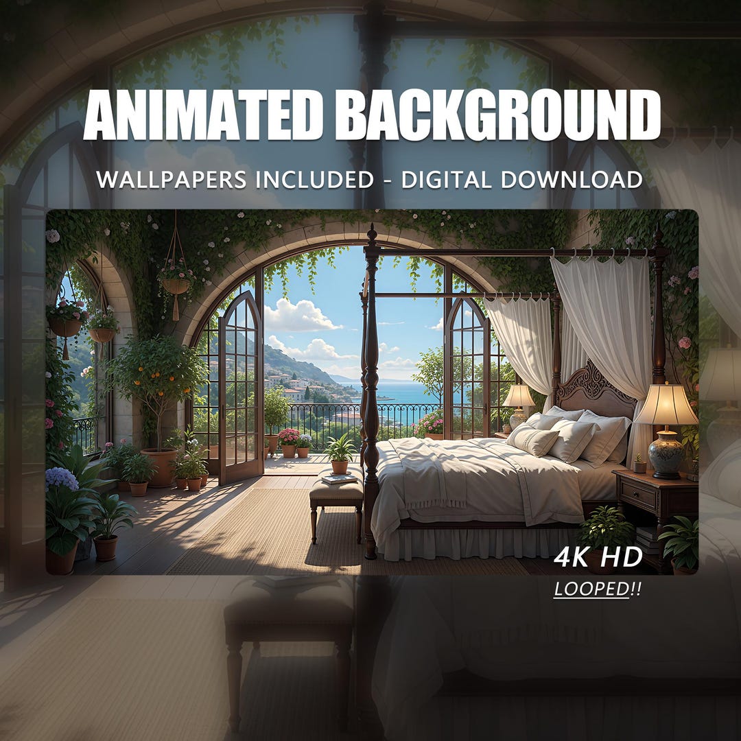Animated Background, Sun-drenched Villa With Flowering Vines - Distant ...