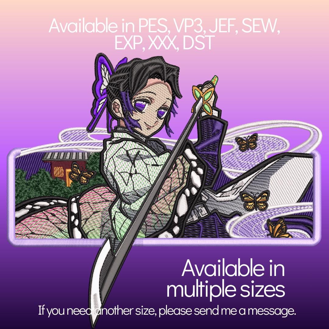 Anime Character Inspired Embroidery Design Files (pes, Vp3, Jef; Exp ...